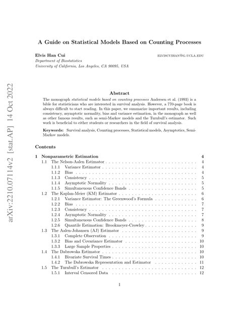 pdf a tutorial on statistical models based on counting processes