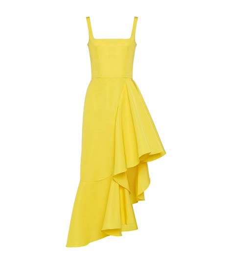 Womens Alexander Mcqueen Gold Asymmetric Hem Midi Dress Harrods Sa