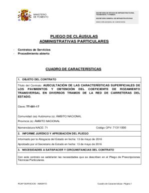 Completable En línea PLIEGO DE CLAUSULAS ADMINISTRATIVAS PARTICULARES