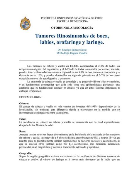 Flashcards De 15 Tumores Rinosinusales Boca Labios Orofaringe La Por