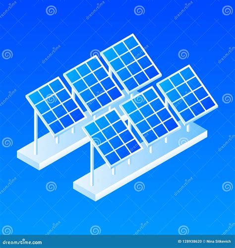 Plant Of Solar Panel Icon Isometric Style Stock Vector Illustration