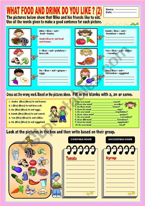 What Food And Drink Do You Like Part 2 ESL Worksheet By Ayrin