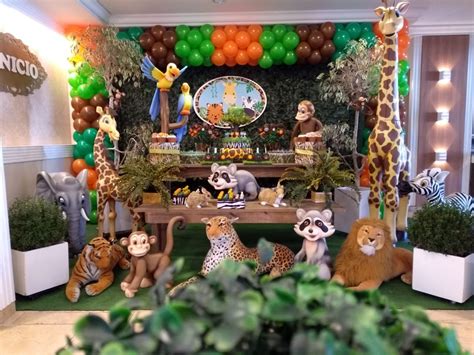 FESTA SAFARI Decoração Simples e Barata Convite Bolo e Mais