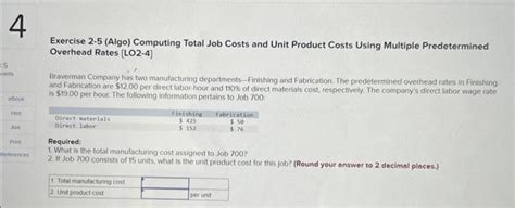 solved exercise 2 5 algo computing total job costs and