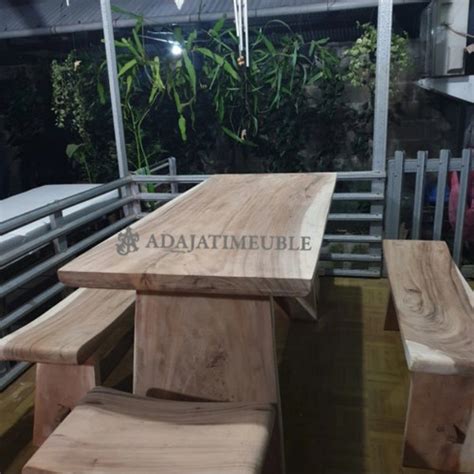 Jual Meja Makan Bangku Kursi Kayu Trembesi Meh Suar Solid Murah