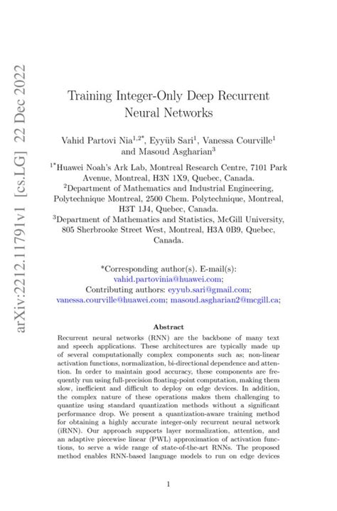 training integer only deep recurrent neural networks deepai
