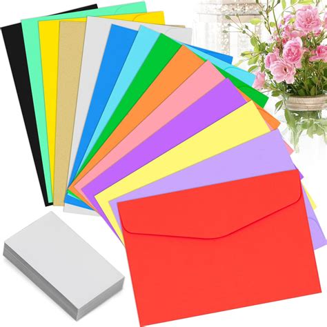 56 Pezzi Buste Colorate Con Bianco Biglietti Auguri 11 5 X 8cm Per