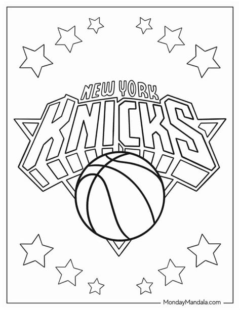 New York Basketball Coloring Page With Stars And The Word New York S On It