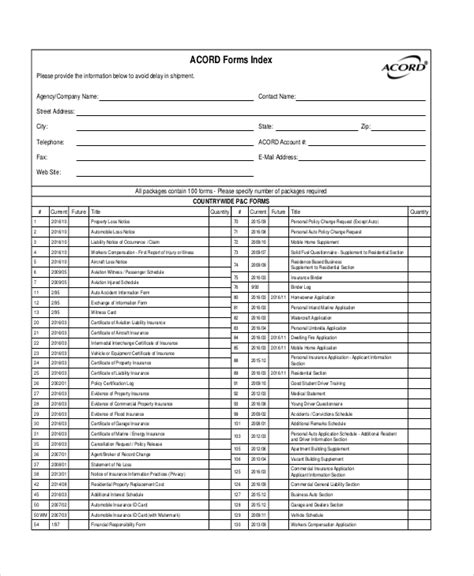 FREE 13 Acord Form Samples PDF MS Word Google Docs