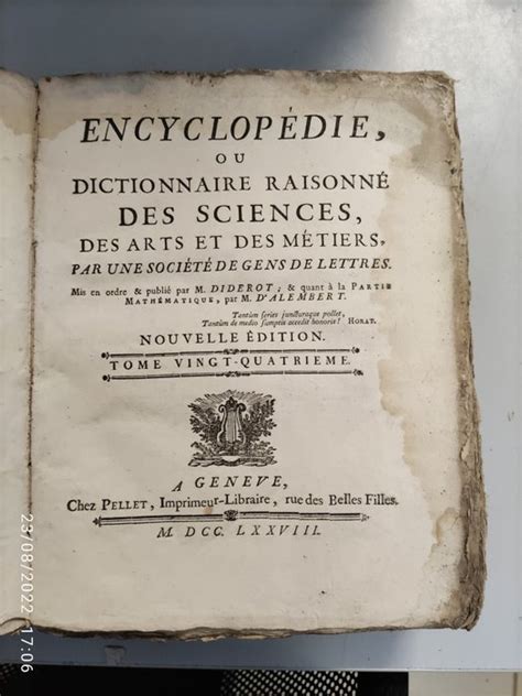 Diderot et d Alembert Encyclopédie ou Dictionnaire Catawiki