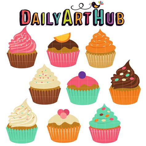 Sweet Cupcakes Clip Art Set Daily Art Hub Graphics Alphabets Svg