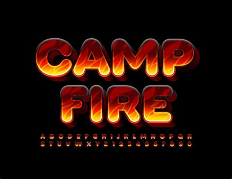 Premium Vector Camp Fire With Flaming Textured Font Set Of Hot