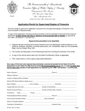 Fillable Online Application Permit For Supervised Display Of Fireworks