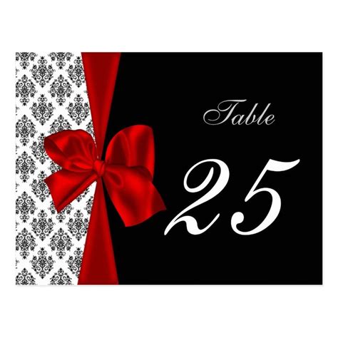 Red Damask Table Numbers Postcards Zazzle Red Damask Red Wedding