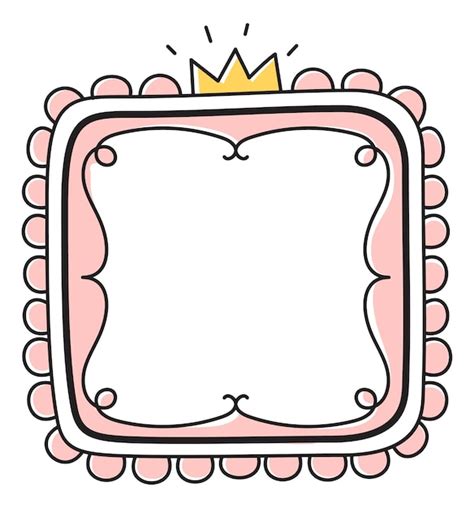 Marco De Garabato Rosa Plantilla De Etiqueta De Princesa Decorativa