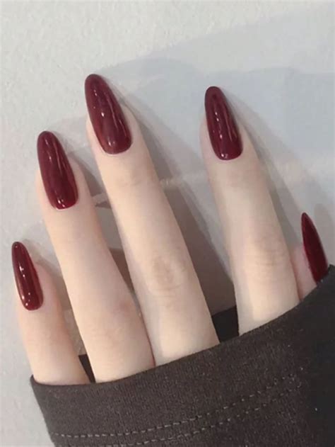 Burgundy Collar Color Nails Embellished Beauty Tools Blush Nails Soft