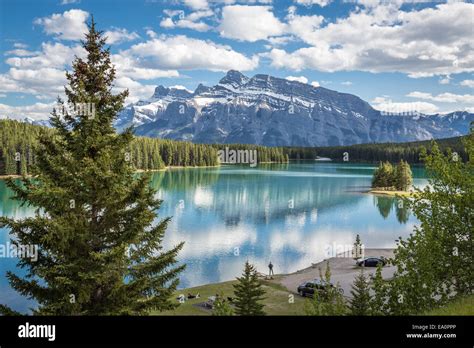 Canada Alberta Lake Minnewanka Banff High Resolution Stock Photography