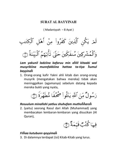 Detail Surat Al Bayyinah Ayat Koleksi Nomer