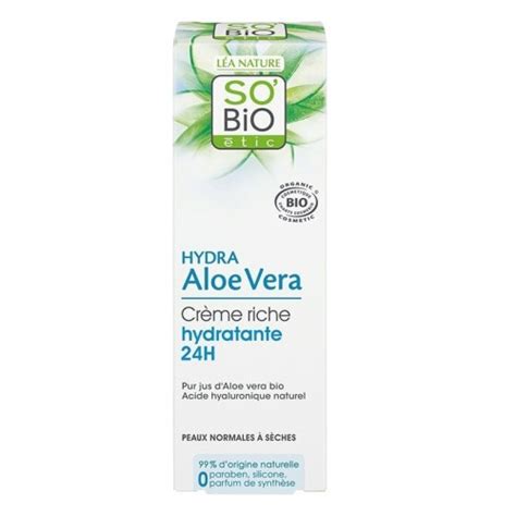 SO BIO HYDRA ALOE VERA CREME RICHE HYDRATANTE 24H PEAUX NORMALES A