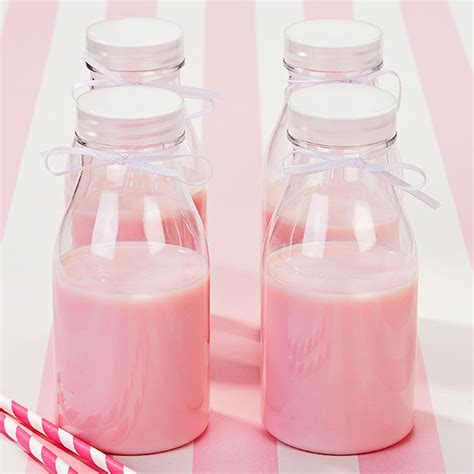 Mini Plastic Milk Bottles With Lids 11 25oz 320ml