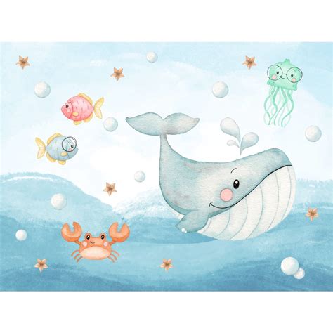 Painel De Festa Em Lona Fundo Do Mar Sereia Aquarela 150x100