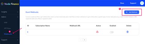 Create Webhooks From Console Node Finance Documentation