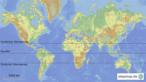 StepMap Aequator und Wendekreise Landkarte für Deutschland