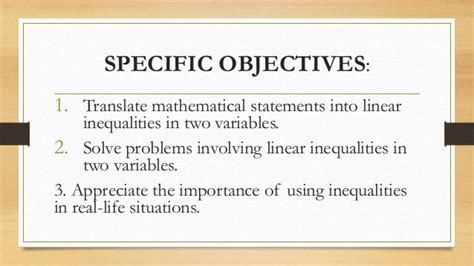 solving problems involving linear inequalities in two variables