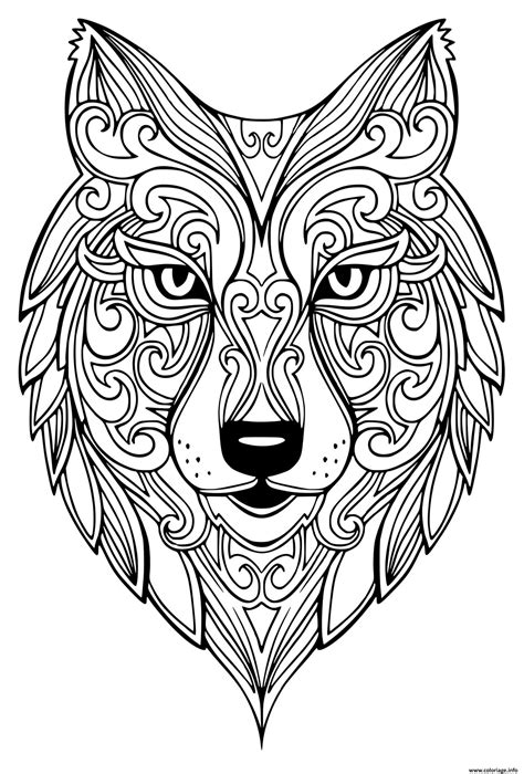Coloriage Loup Mandala Adulte Dessin Loup à imprimer