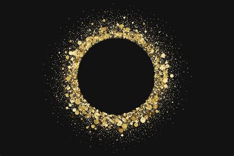 Premium Vector Golden Shiny Circle On A Black Background Gold Colored
