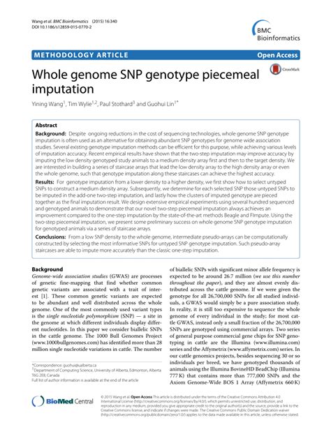 pdf whole genome snp genotype piecemeal imputation