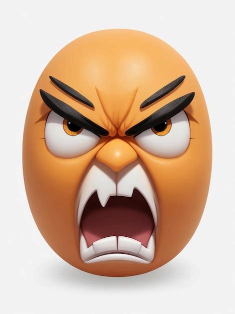 Um Emoji De Rosto Zangado Fundo Branco Foto Premium