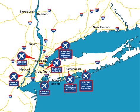 Map Of New York City Airports Locations Nicky Sibelle