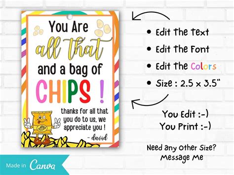 You Re All That And A Bag Of Chips Printable Appreciation Etsy UK