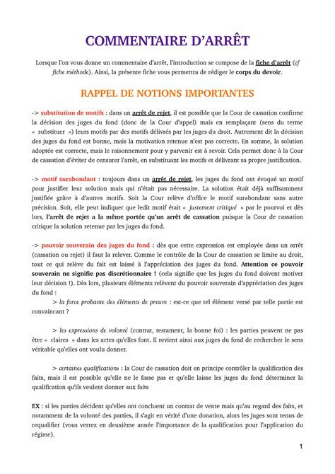 Fiche Commentaire D Arrêt COMMENTAIRE DARRÊT Lorsque lon vous