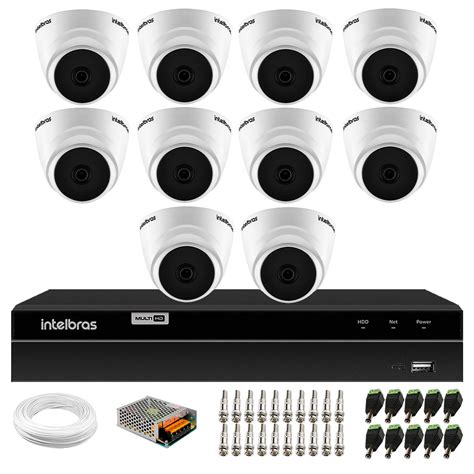 Kit 10 Câmeras Intelbras VHL 1120 Dome HDCVI Lite HD 720p Lente 3 6mm
