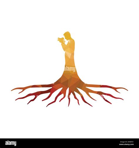 Man Photographer Silhouette With Roots Vector Illustration Of Human