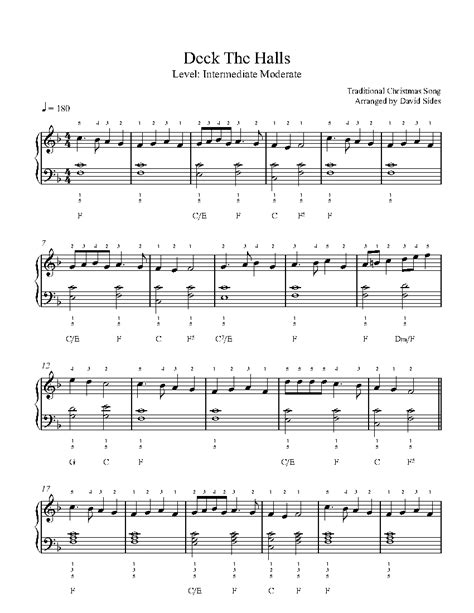 Christmas Piano Sheet Music Deck The Halls