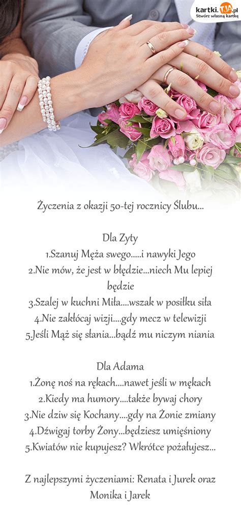 Życzenia z okazji 50 tej rocznicy Ślubu Darmowe kartki