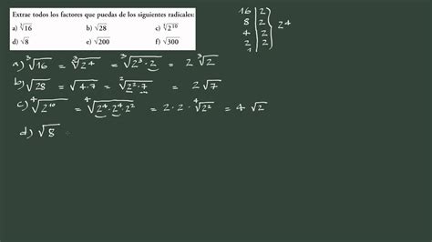 18 Radicales 18 ejercicio extracción de factores de una raíz nivel