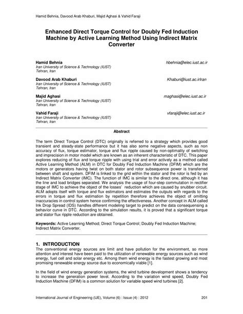 pdf enhanced direct torque control for doubly fed inductionmachine by active learning method