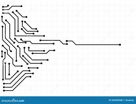 Vector Electronic Circuit With Gray Grid On White Background Stock