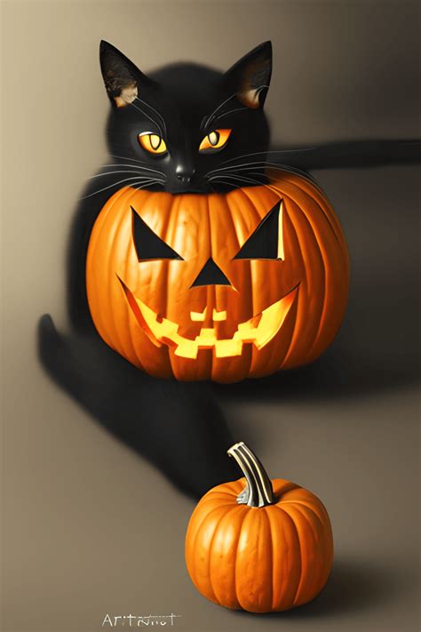 Halloween Black Cat Pumpkin Graphic Creative Fabrica