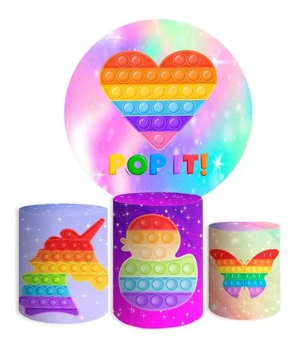 Kit Painel De Festa Redondo Trio Cilindros Infantil Pop It à venda em
