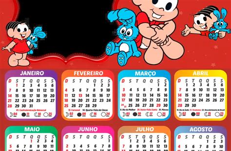 Moldura Calendário 2024 Mônica PNG Imagem Legal