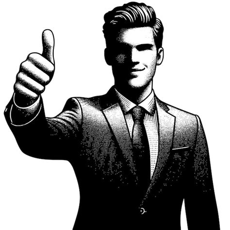 Un hombre de traje y corbata está dando un pulgar hacia arriba Vector