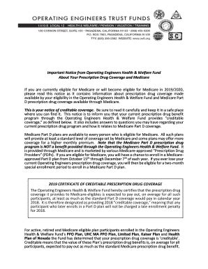Fillable Online Notice Of Creditable Coverage Operating Engineers