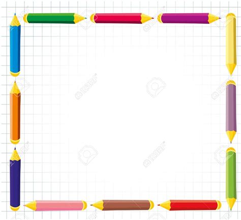 Lápices de colores marco cuadrado de los niños ilustración vectorial