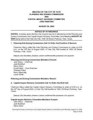 Fillable Online Planning And Zoning Commission Call To Order And