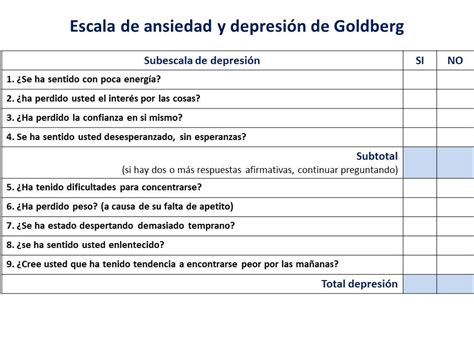 escala de depresión de Goldberg Salud para todos Blogs hoy es